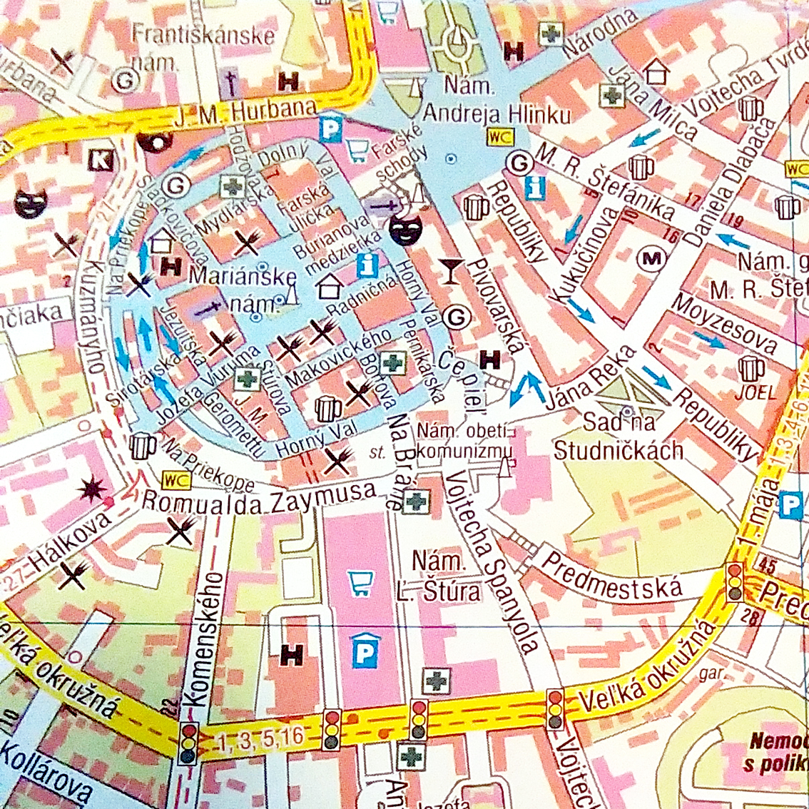 Nástenné mapy | Žilina 85x65,5cm lamino, lišty nástenná mapa | www ...